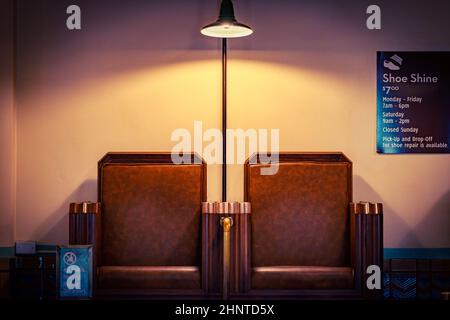 Shoe shine station in downtown Los Angeles, California, USA Stock Photo ...