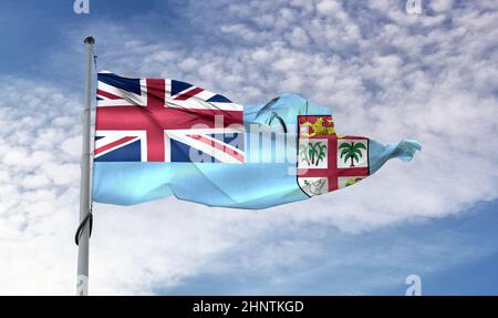 Fiji Flag - Realistic Waving Fabric Flag Stock Photo - Alamy