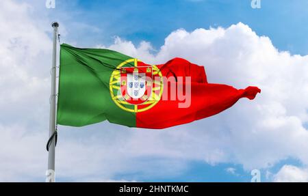 Portugal flag - realistic waving fabric flag Stock Photo - Alamy
