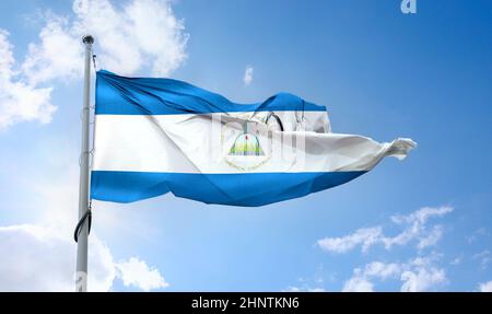 Nicaragua flag - realistic waving fabric flag Stock Photo - Alamy
