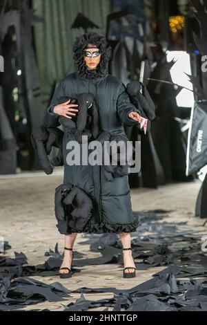 A model walks the runway at the VIN + OMI 'Opinions' catwalk show ...