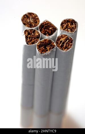 different types of cigarettes on a white background Stock Photo - Alamy
