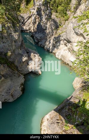 Lechfall, river Lech, waterfall, Fuessen, Ostallgaeu, Allgaeu, Swabia ...