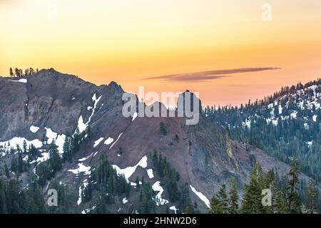 snow on Mount Lassen in the Lassen volcanic national Park, USA Stock ...