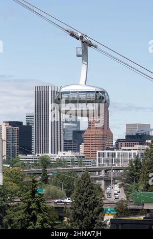 Aerial Tramway Portland Oregon Downtown City Skyline Cable Cars Stock ...