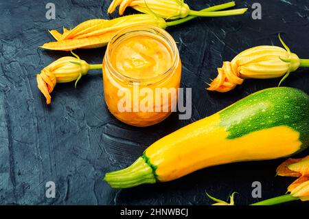 Sweet dessert of fresh zucchini jam. Delicious vegetable chutney Stock ...