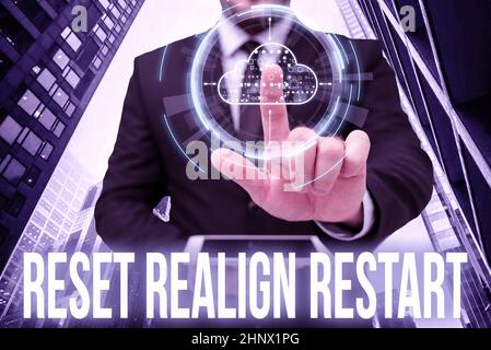 Text caption presenting Reset Realign Restart. Conceptual photo Life ...