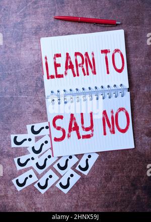 Writing note showing Learn To Say No. Business concept for decline or ...