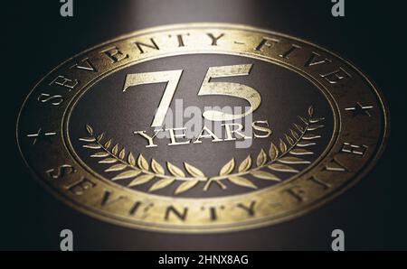 3d illustration, 75 anniversary. golden numbers on a festive background ...