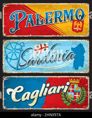 City of Cagliari flag with coat of arms, Sardinia, Italy, vector ...