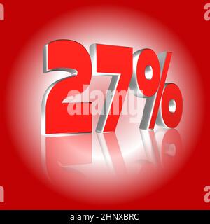 27%, 27 percent as a 3D illustration, 3D rendering Stock Photo - Alamy