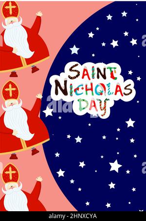 Cute postcard for Saint Nicholas Sinterklaas - greeting card or banner ...