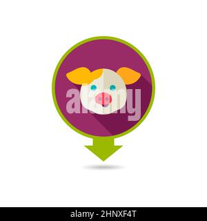 Pig pin map icon. Farm animal Map pointer. Map marker. Graph symbol for ...