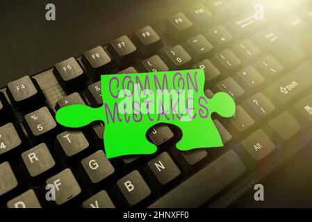 Writing note showing Common Mistakes question. Business concept for ...