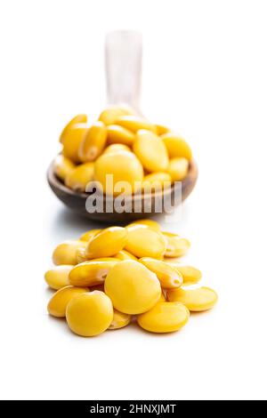 Pickled yellow Lupin Beans isolated on white background Stock Photo - Alamy