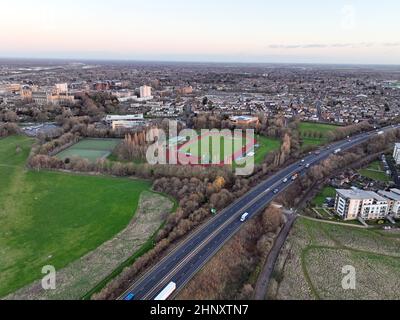Peterborough, UK. 17th Feb, 2022. The A1139 Frank Perkins Parkway runs ...