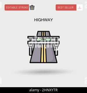 Highway road line icon. Traffic route. Speed road, freeway or speedway ...
