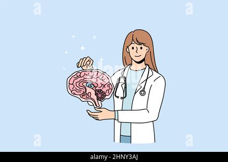 Doctor Neurosurgeon,Neurologist Scientist Examine Brain.Digital ...