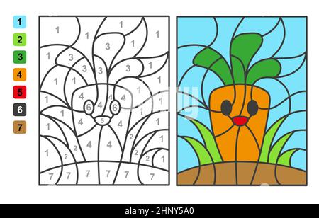 Vector Easter color by number activity with bunny, bird, eggs. Spring ...