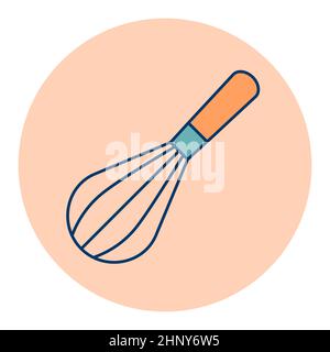 Balloon whisk for mixing and whisking vector grayscale icon. Kitchen ...