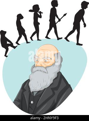 Charles Darwin cartoon character. Vector Illustration. Kids History ...