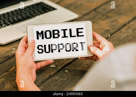 Text showing inspiration Mobile Support. Internet Concept Provides ...