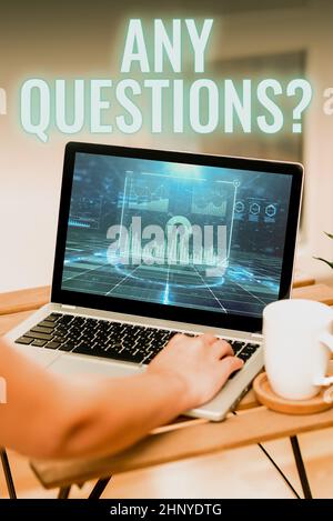 Sign displaying Any Questions, Word for Something that you say or write ...