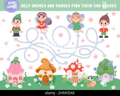 Fairytale maze for kids with fantasy characters. Magic kingdom ...