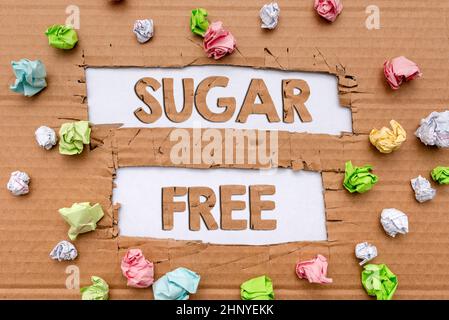 Text caption presenting Sugar Free. Business approach do not contain ...