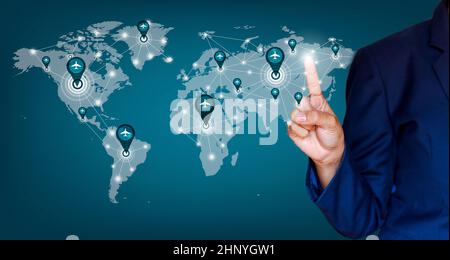 world map plane logistic in network World map a plane transportation ...