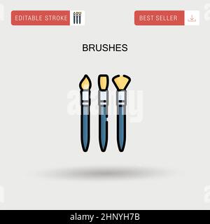 paint brushes icon, black vector sign with editable strokes, concept ...