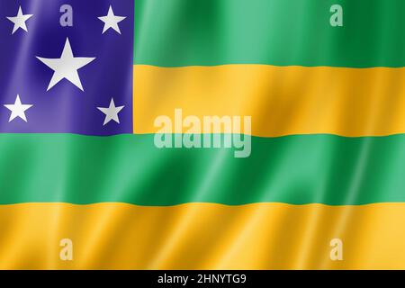 Sergipe state flag, Brazil waving banner collection. 3D illustration ...