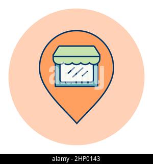 Supermarket store front pin map icon. E-commerce sign. Graph symbol for ...