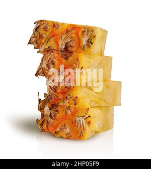 Several slices of pineapple in stack isolated on white background Stock ...