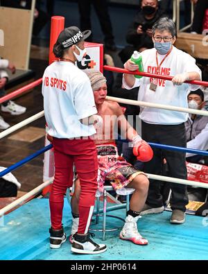 Kyosuke Sawada, right, and JB Sports Boxing Gym chairman Joji Morikawa ...