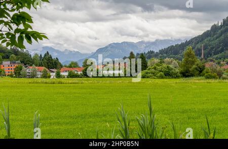 Idyllic scenery around Immenstadt, a town in the Upper Allgaeu in ...
