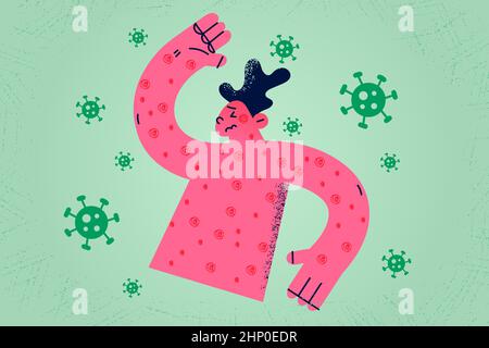 Rubella. A rash of red spots on a man's back caused by rubella (German ...