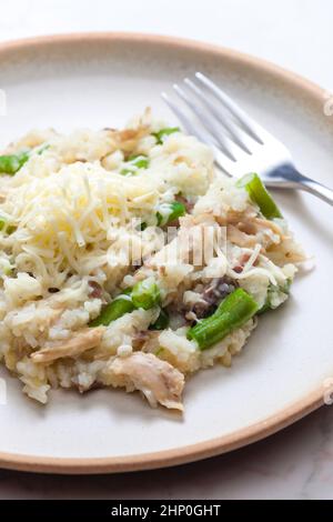 Czech risotto with chicken meat and green beans Stock Photo - Alamy
