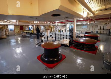 View of the anchor chain room aboard the USS Intrepid aircraft carrier ...