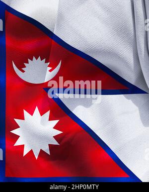 Flag of Nepal. Fabric Texture. National symbol Stock Photo - Alamy