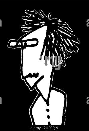 Side view angry man sketchy cartoon style drawing Stock Photo - Alamy