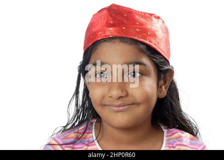 Young girl wearing a parsi cap Hyderabad Andhra Pradesh India Stock ...