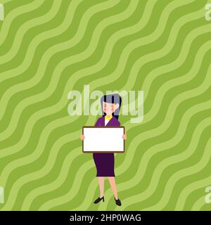 Beautiful Lady Standing Holding Whiteboard Presenting New Announcement ...