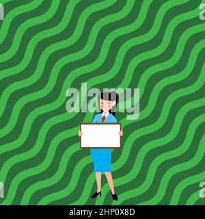 Beautiful Lady Standing Holding Whiteboard Presenting New Announcement ...