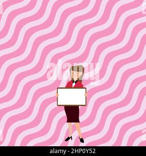 Beautiful Lady Standing Holding Whiteboard Presenting New Announcement ...