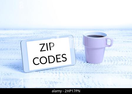 Conceptual display Zip Codes. Concept meaning numbers added to a postal ...
