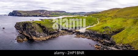 Aerial view of wild coast by Glencolumbkille in County Donegal, Irleand ...