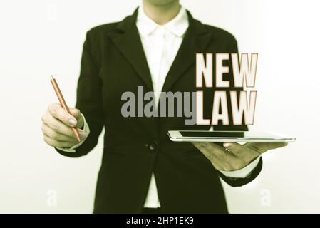 Sign displaying New Law. Business idea system of rules that enforced ...