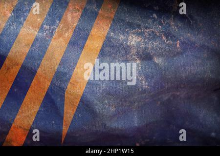 Top view of retro flag Ministry of Defence Indonesia with grunge ...