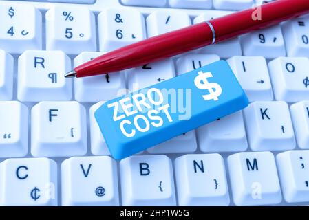 Text caption presenting Zero Cost. Internet Concept business decision ...